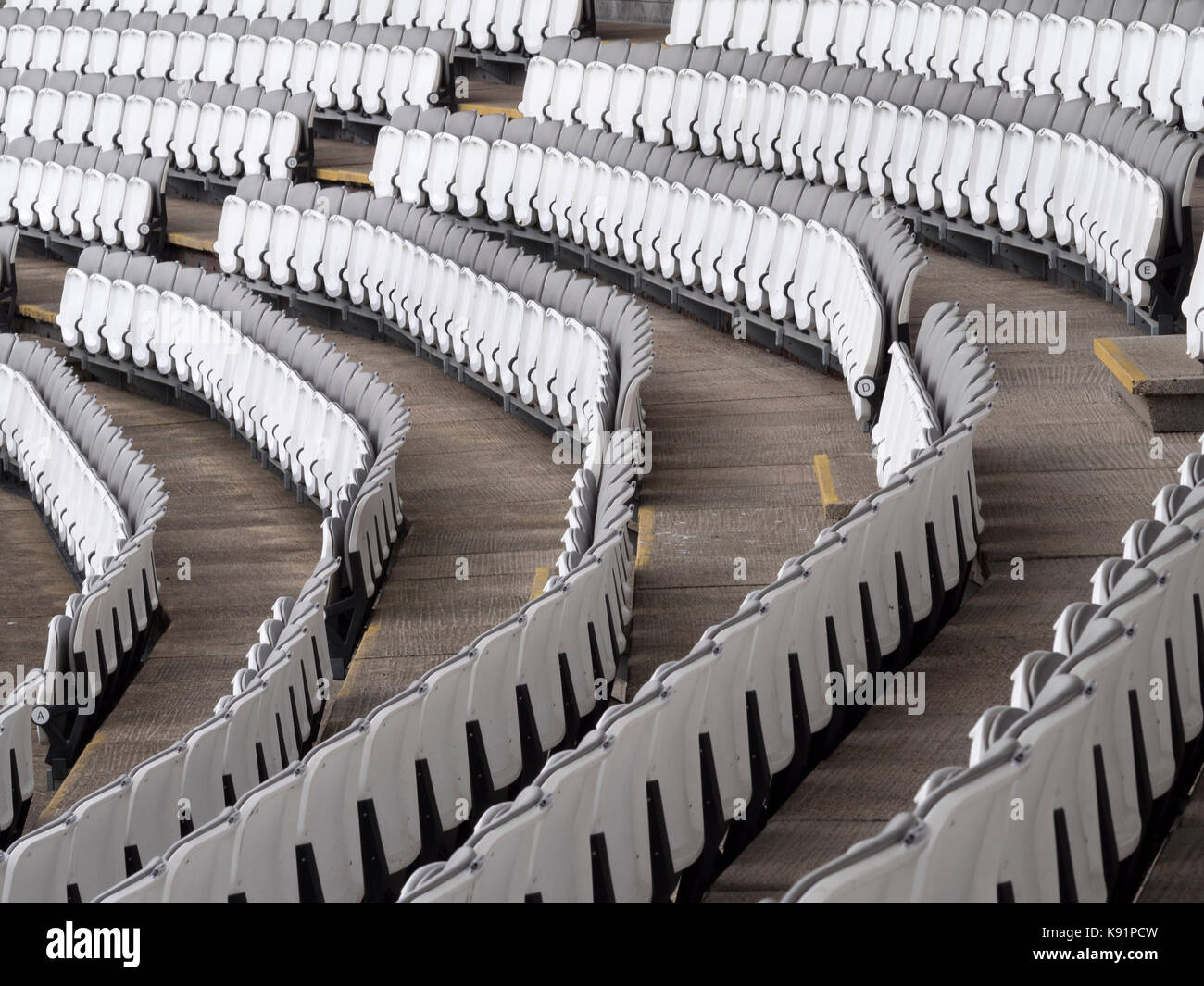 White seating at Lords Cricket Ground, St Johns Wood, London, England ...