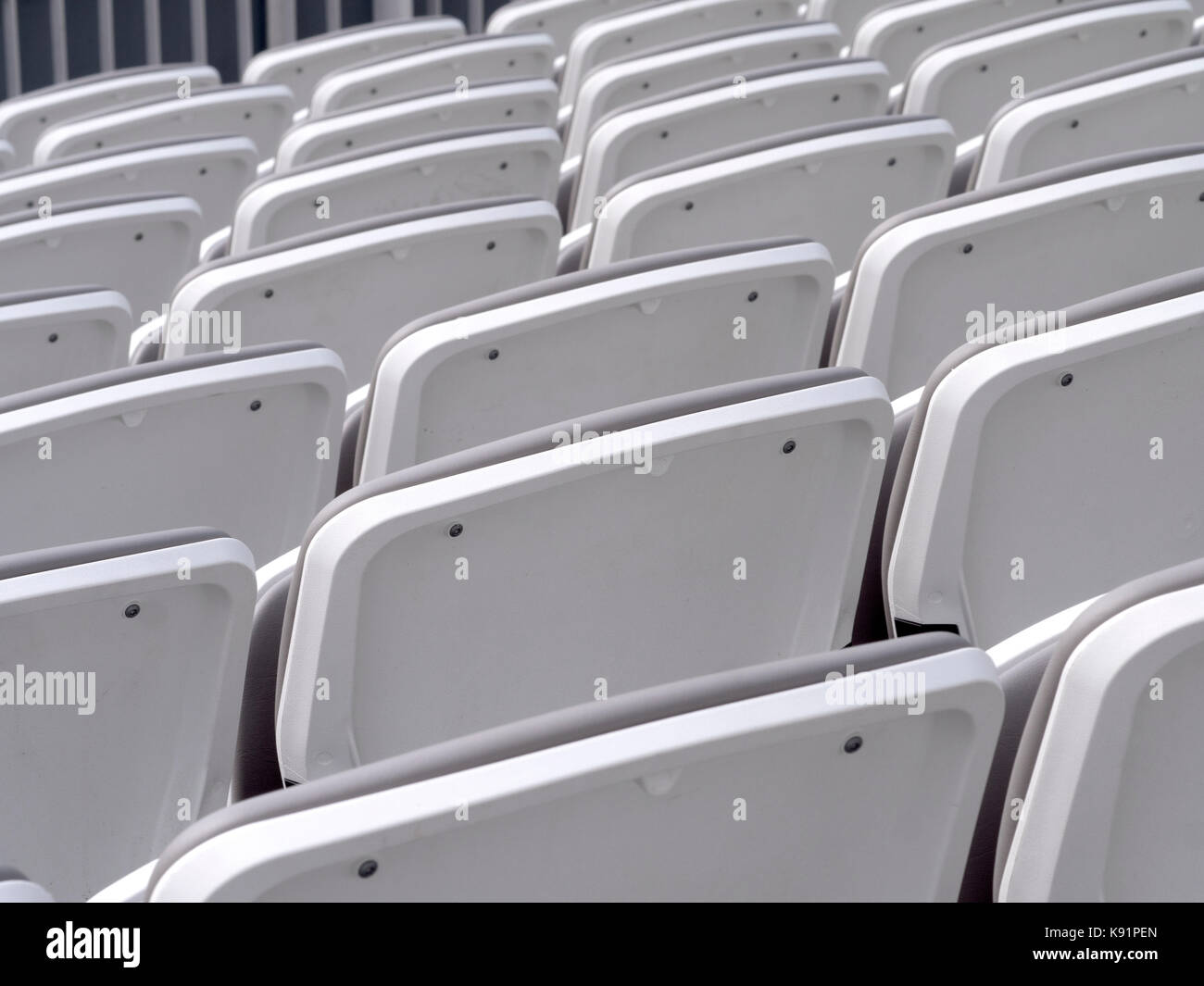 White seating at Lords Cricket Ground, St Johns Wood, London, England ...