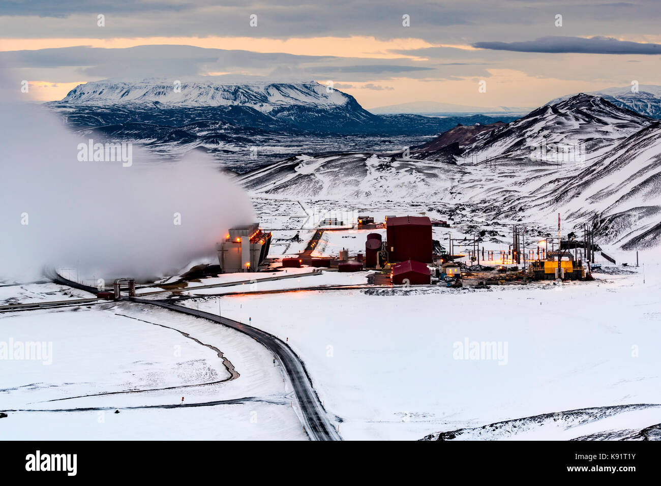 Krafla Geothermal Plant Viewed From The Rim Of Krafla Volcano, Iceland ...