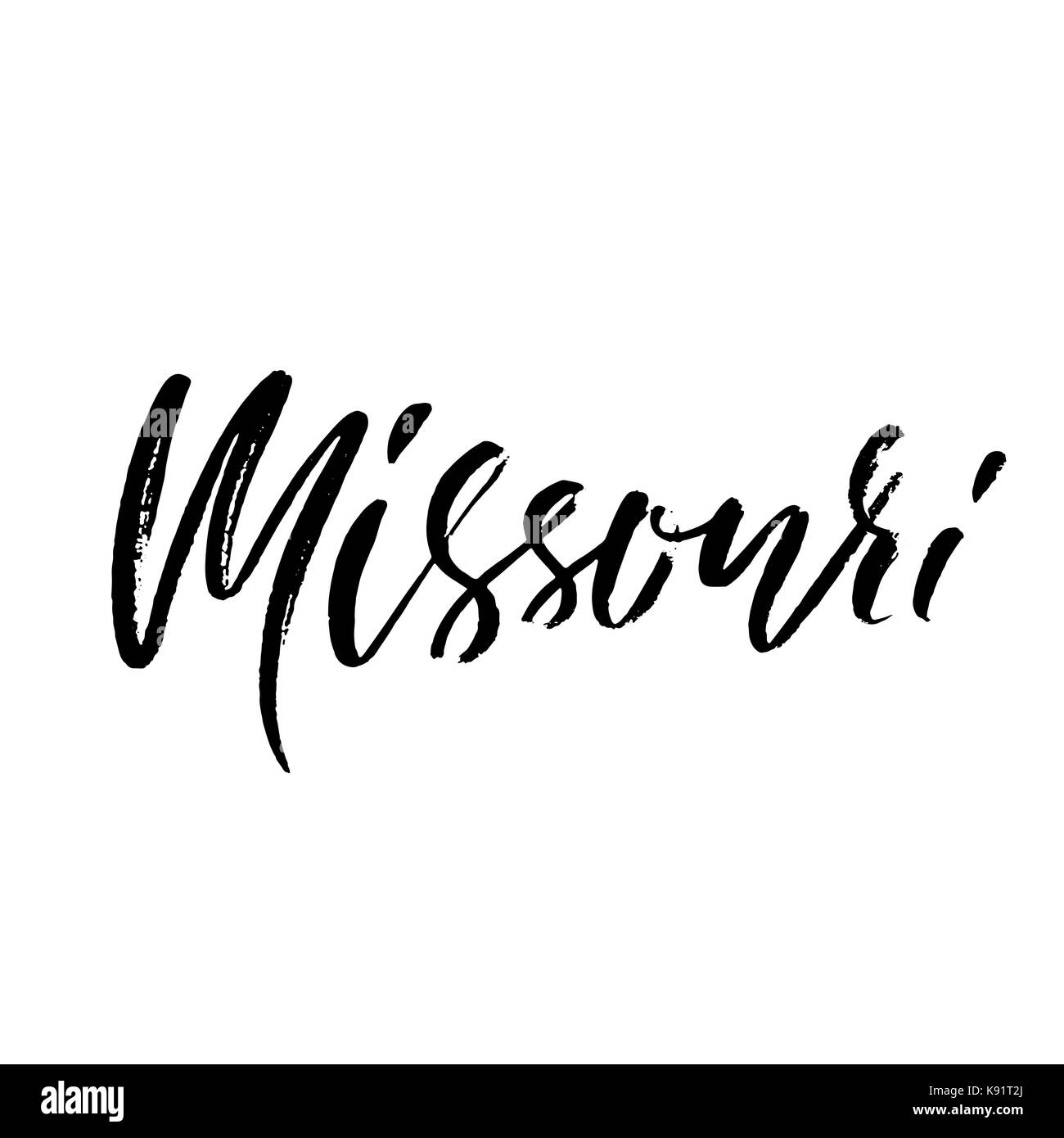 Missouri. Modern dry brush lettering. Retro typography print. Vector ...