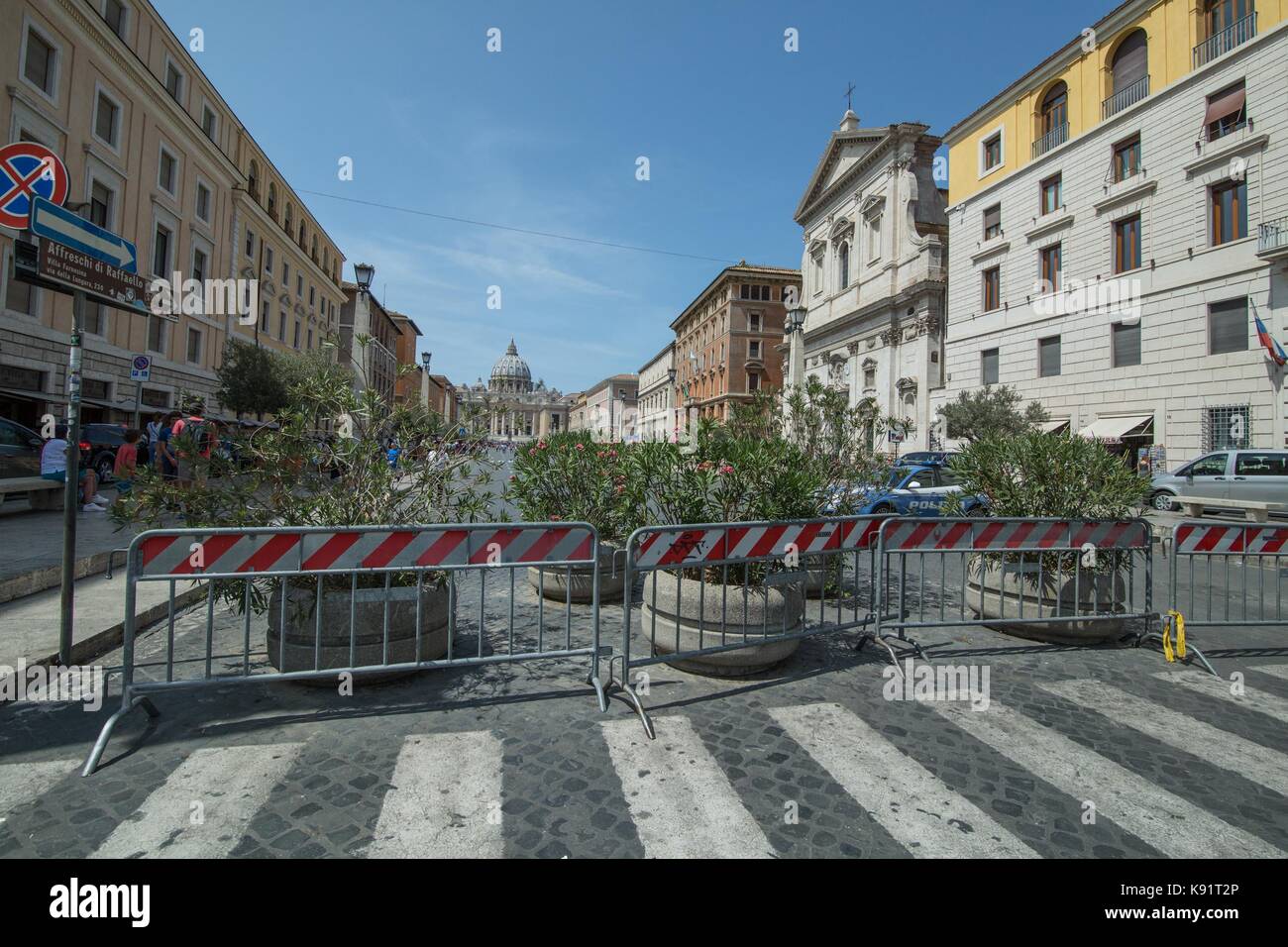 Increased security checks around St. Peter's Basilica in Rome, Italy ...