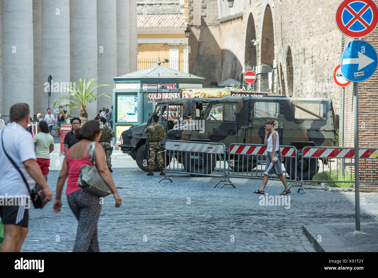 Increased security checks around St. Peter's Basilica in Rome, Italy ...