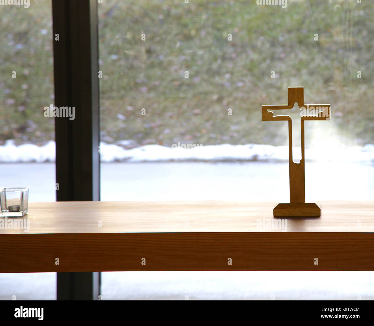 very simple wooden holy crucifix jesus christ on cross Stock Photo - Alamy