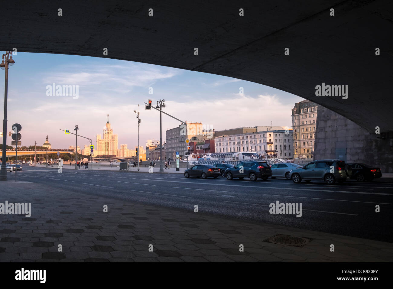 Moscow street scene with Kotelnicheskaya Embankment Building in the ...