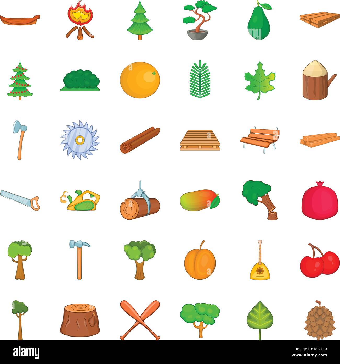 Wood icons set, cartoon style Stock Vector Image & Art - Alamy