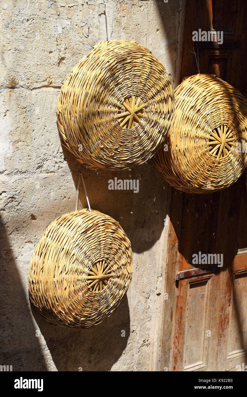 Baskets on sale in the old souk, Tripoli, Lebanon Stock Photo - Alamy
