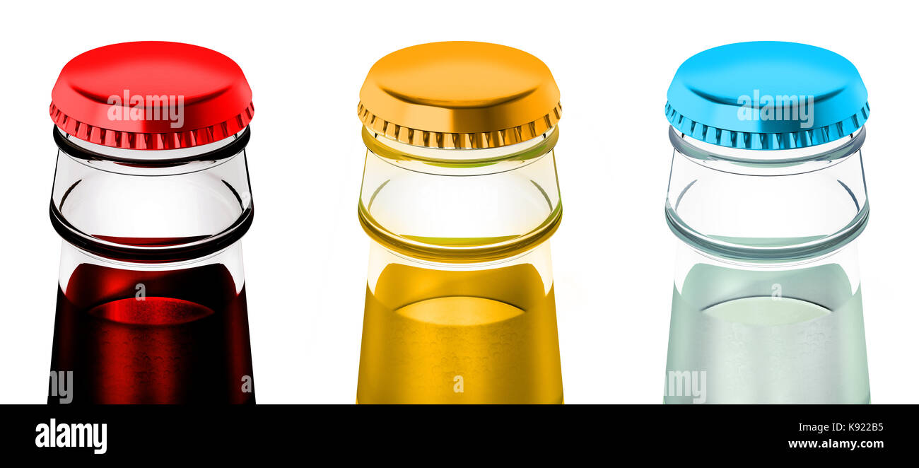 Soda bottles with metal caps. 3D illustration Stock Photo - Alamy