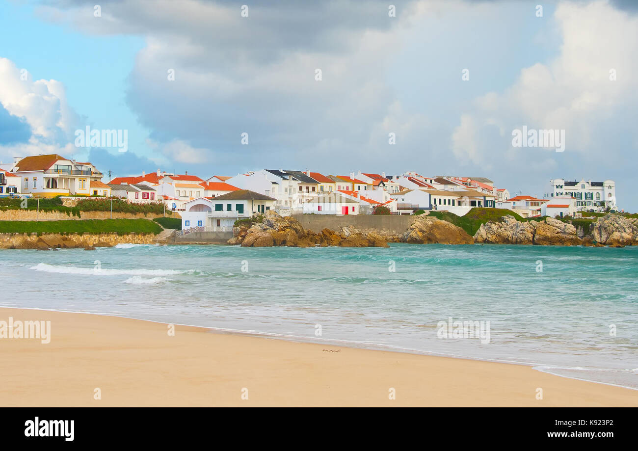 Small Portugese town on the ocean shore. Baleal, Portugal Stock Photo ...