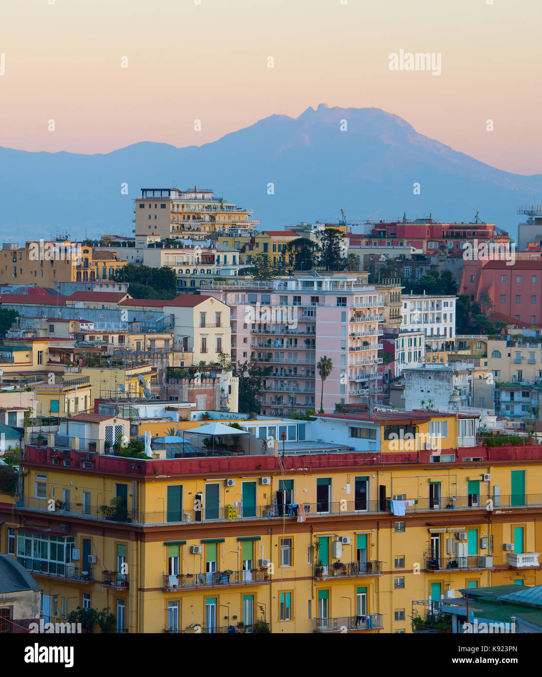 View of beautiful Old Town of Naples at twilight. Italy Stock Photo - Alamy