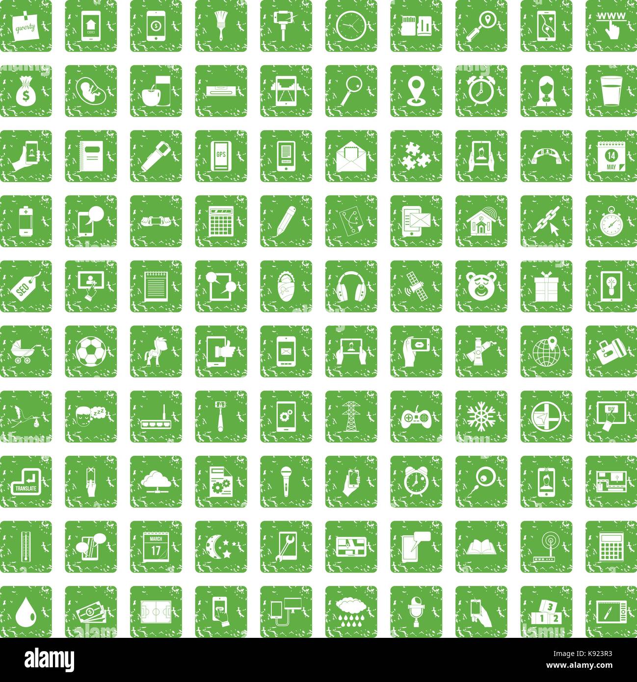 100 mobile app icons set grunge green Stock Vector Image & Art - Alamy