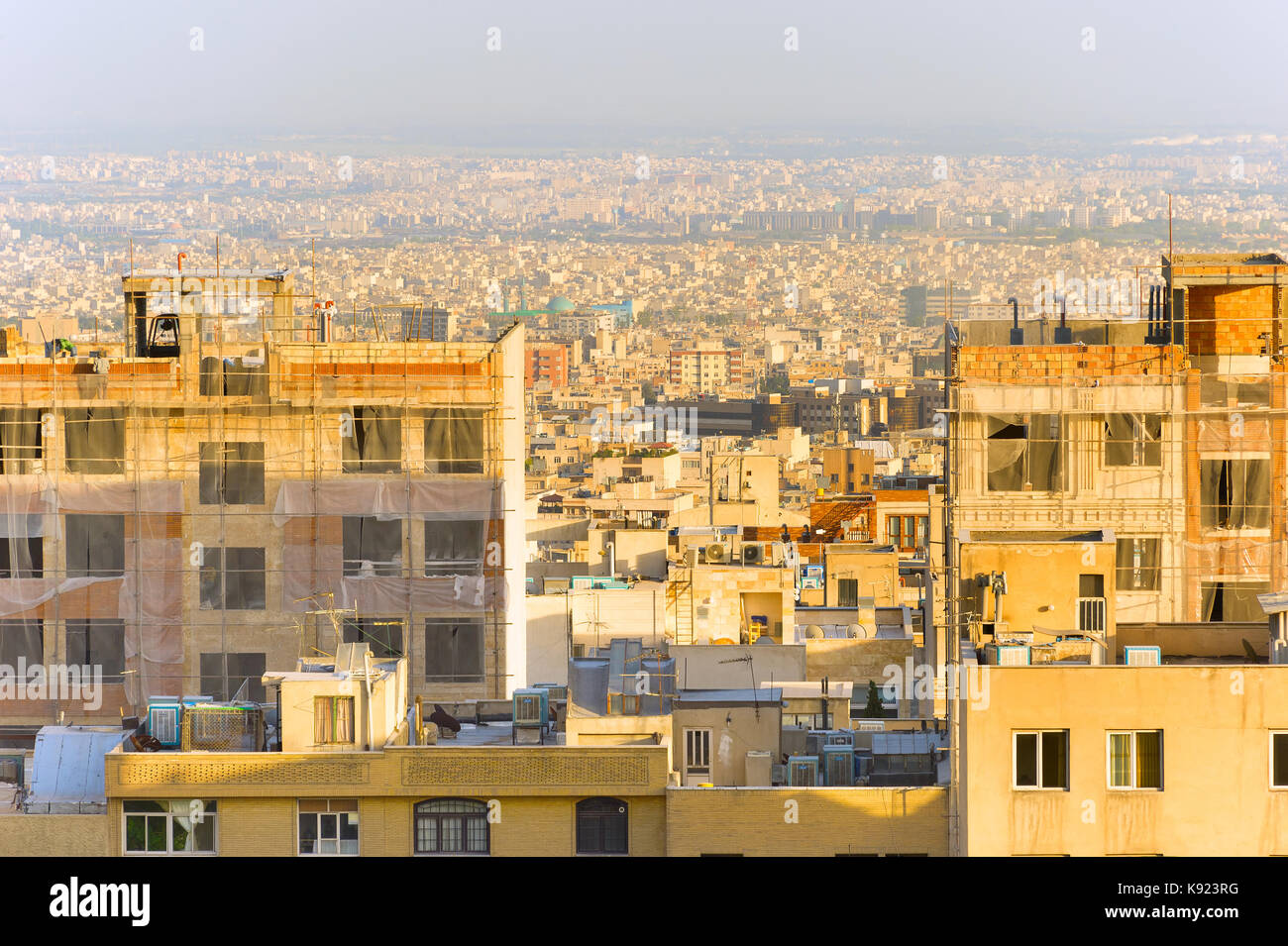 Skyline of Tehran with residential building on foreground. Iran Stock ...