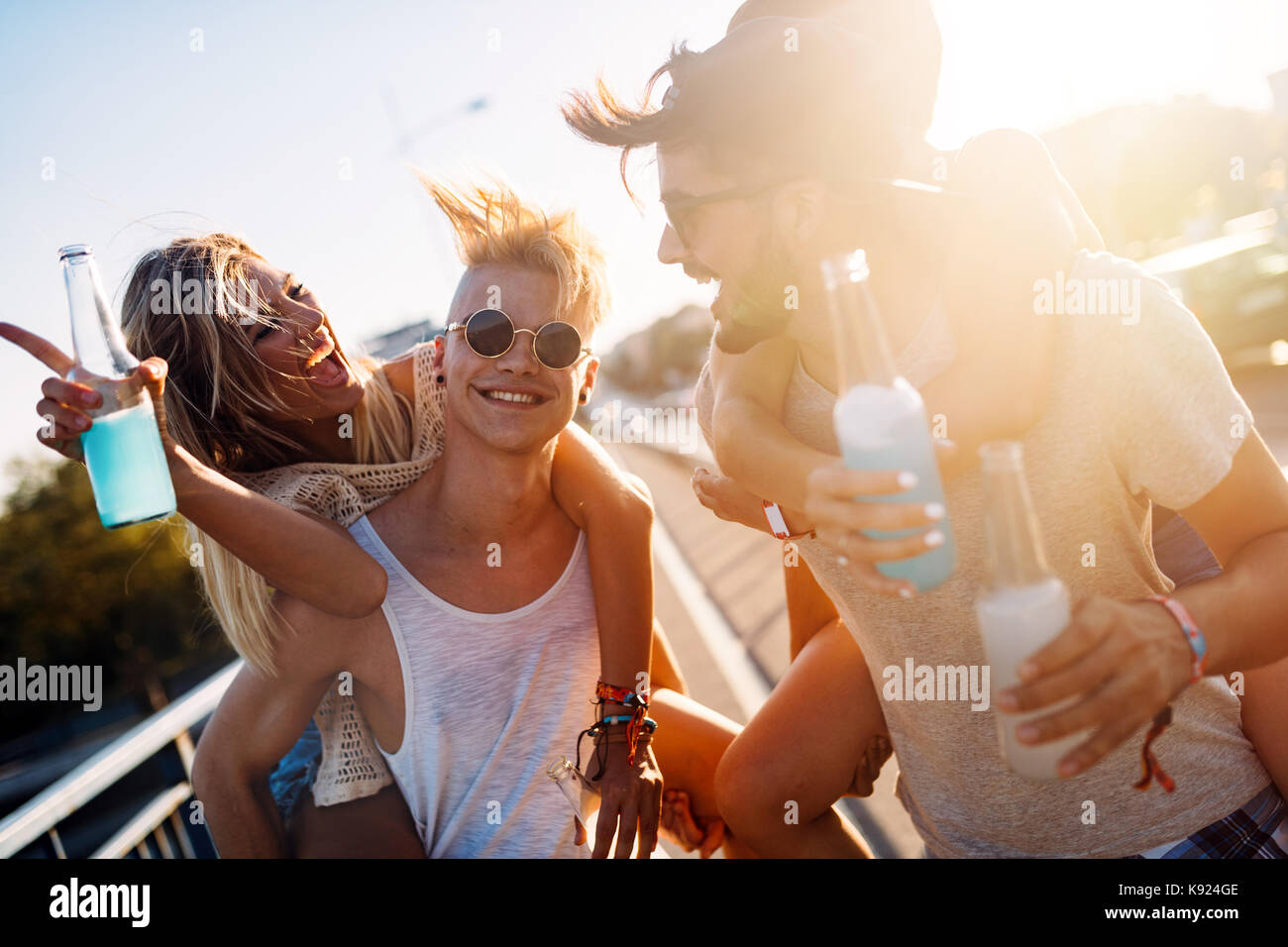 Group of young happy friends having fun time Stock Photo - Alamy
