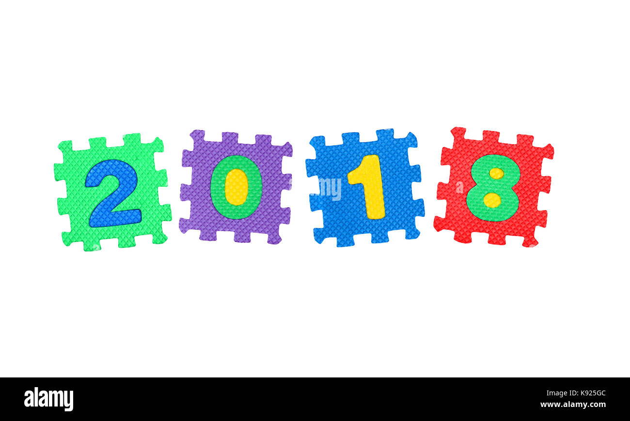 Message 2018., from letters puzzle, isolated on white background Stock ...