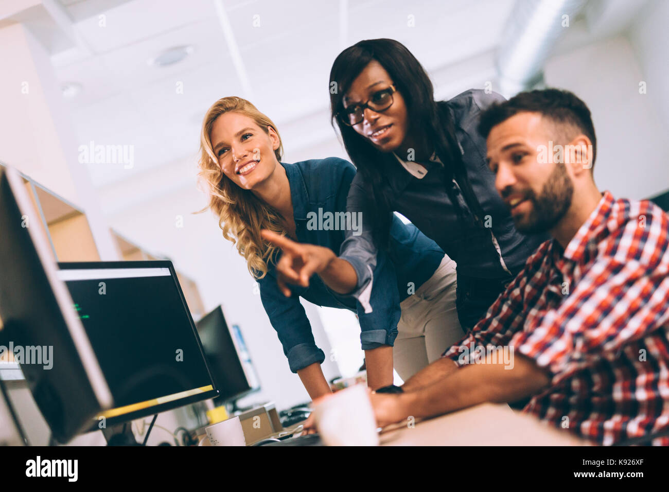 Software engineers working on project and programming in company Stock ...