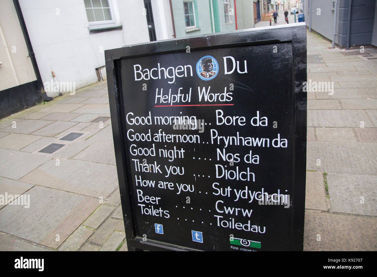 Black Boy Pub Welsh Language Sign; Caernarfon; Wales Stock Photo - Alamy