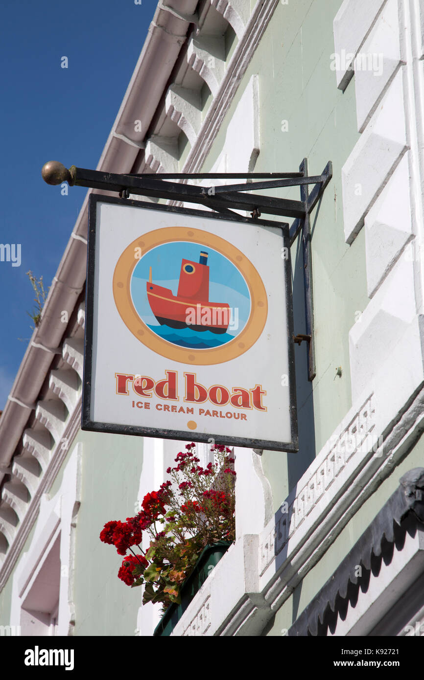 Red Boat Ice Cream Shop Sign, Beaumaris, Anglesey, Wales, UK Stock ...