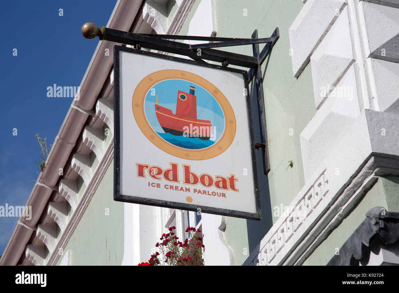 Red Boat Ice Cream Shop Sign, Beaumaris, Anglesey, Wales, UK Stock ...