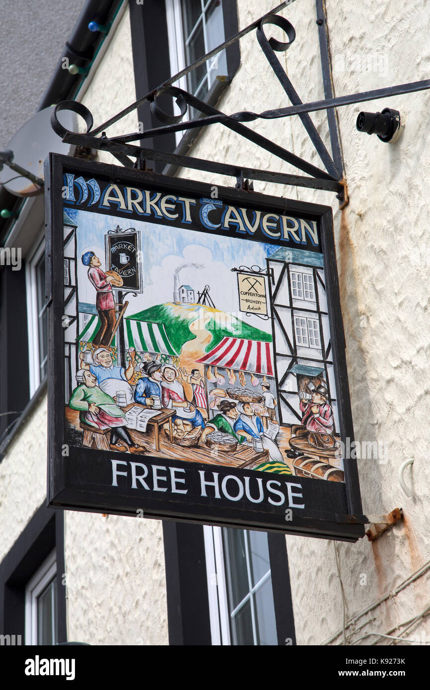 Market Tavern Pub Sign; Amlwch, Anglesey; Wales; UK Stock Photo - Alamy