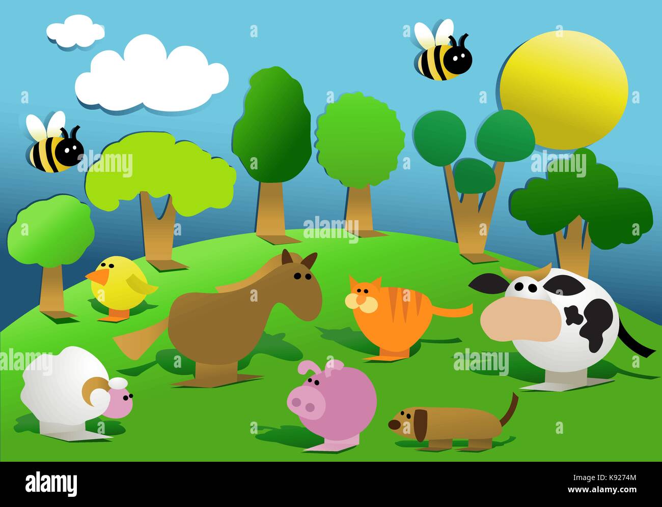 Cut out paper animal farm Stock Vector Image & Art - Alamy