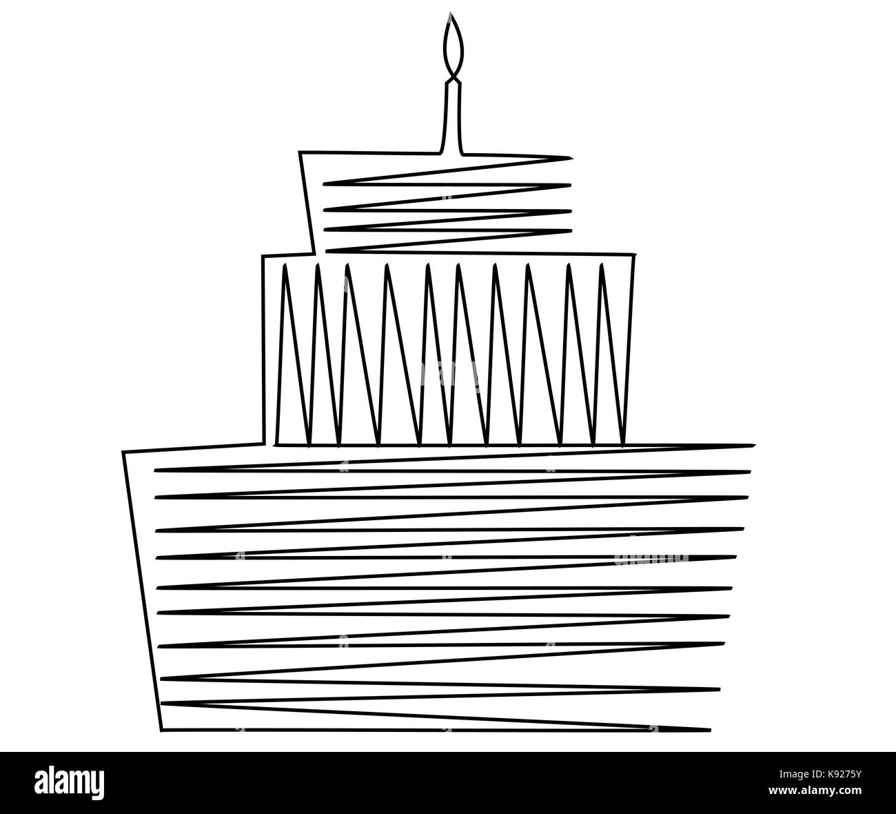Birthday cake one line drawing Stock Vector Image & Art - Alamy