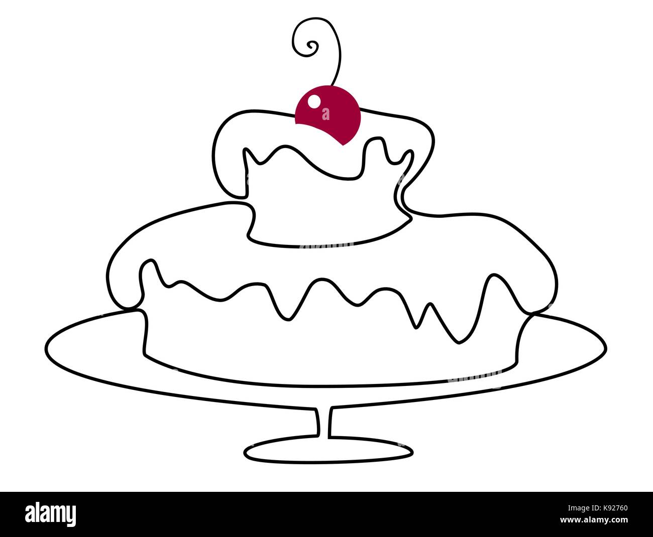 Birthday cake one line drawing Stock Vector Image & Art - Alamy