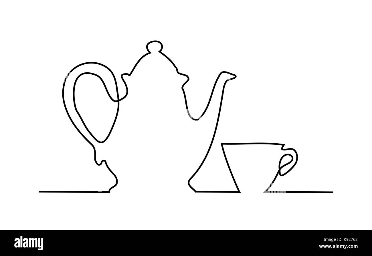 Tea set one line drawing concept Stock Vector Image & Art - Alamy