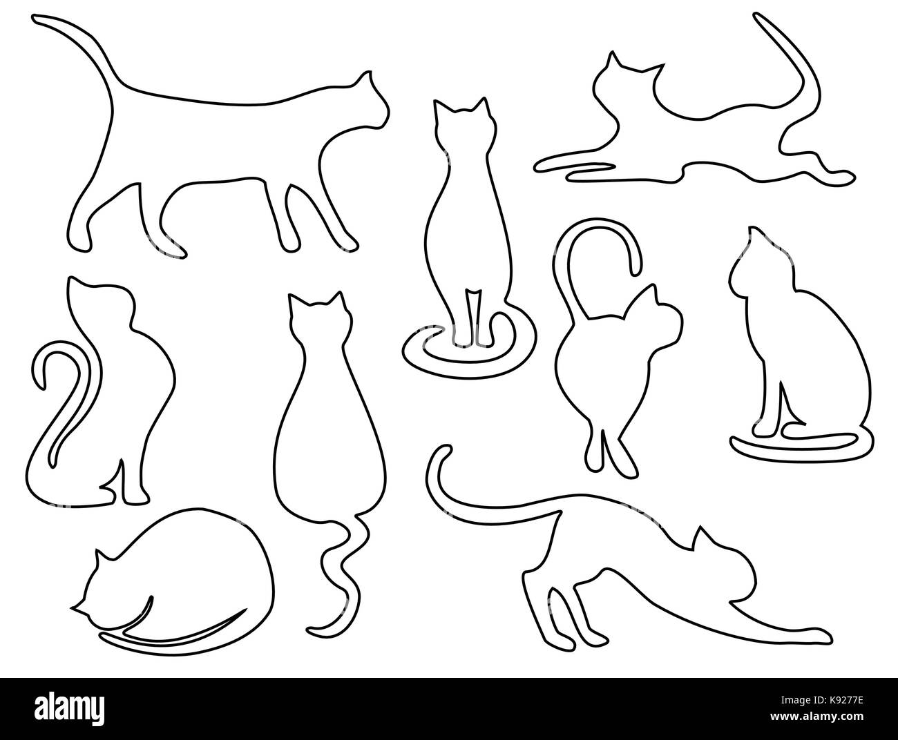 Set of cat one line silhouette Stock Vector Image & Art - Alamy
