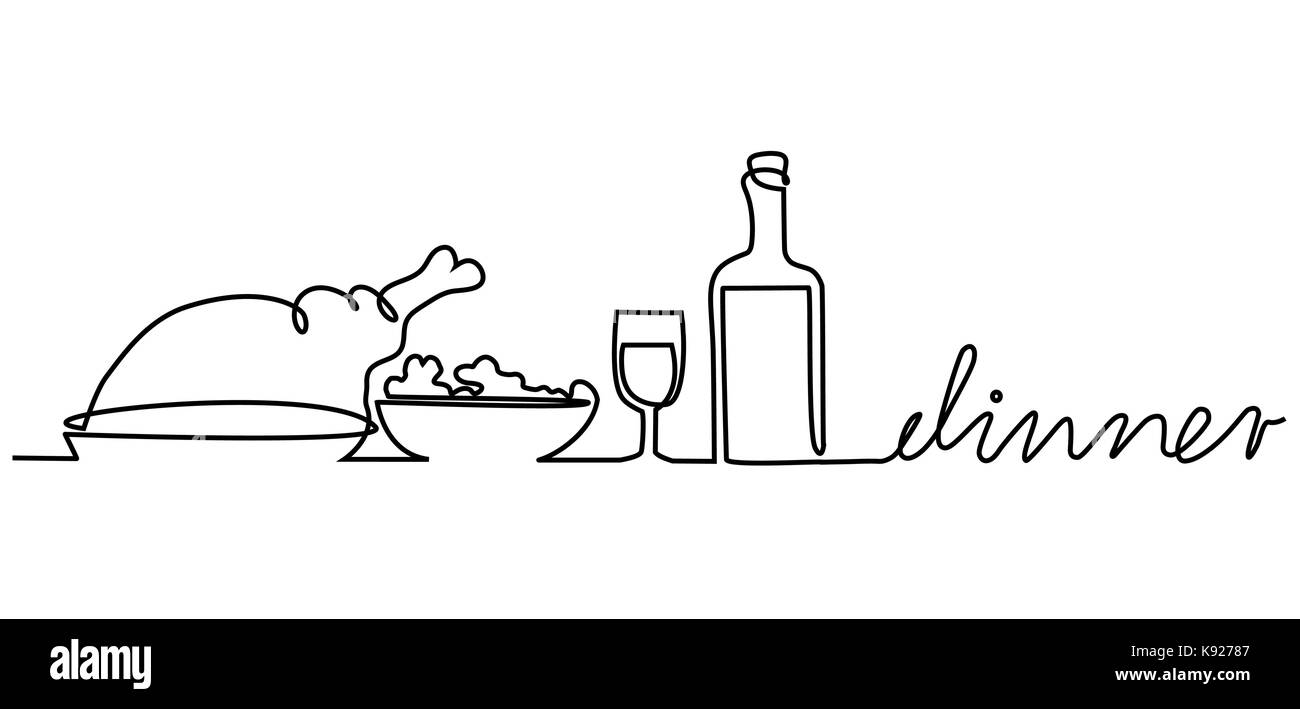 Dinner one line drawing Stock Vector Image & Art - Alamy