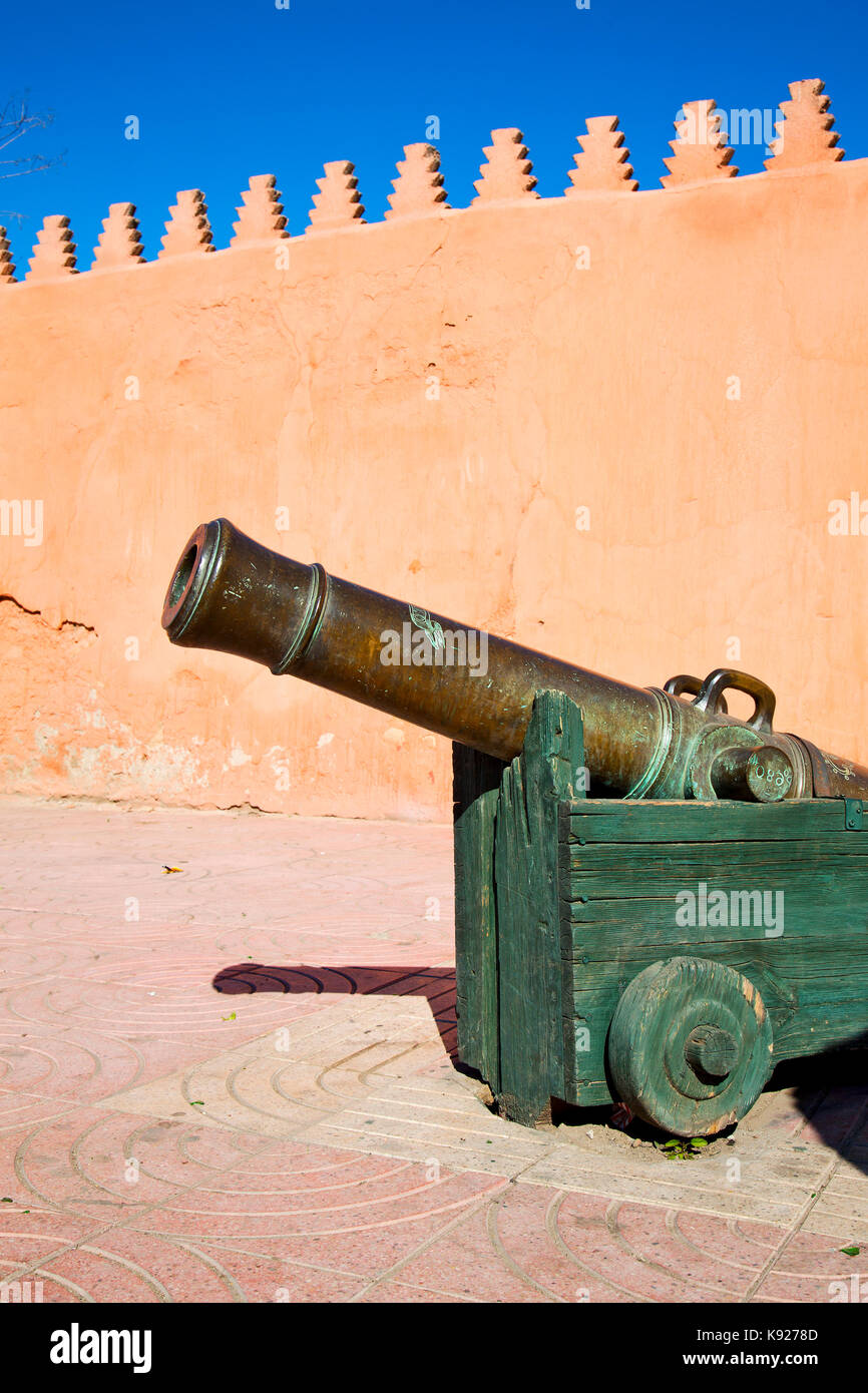 in africa morocco green bronze cannon and the blue sky Stock Photo - Alamy
