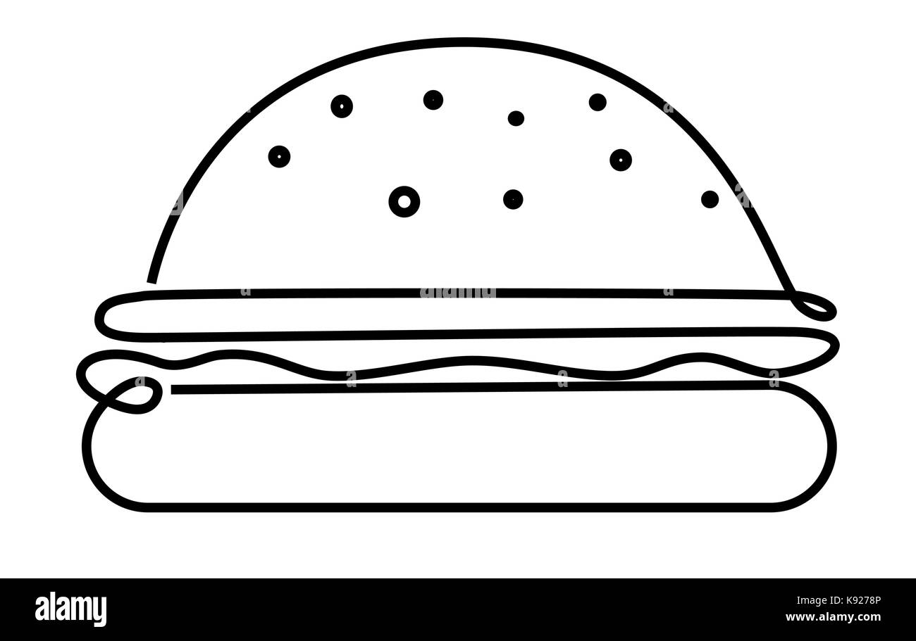 Big burger one line drawing Stock Vector Image & Art - Alamy