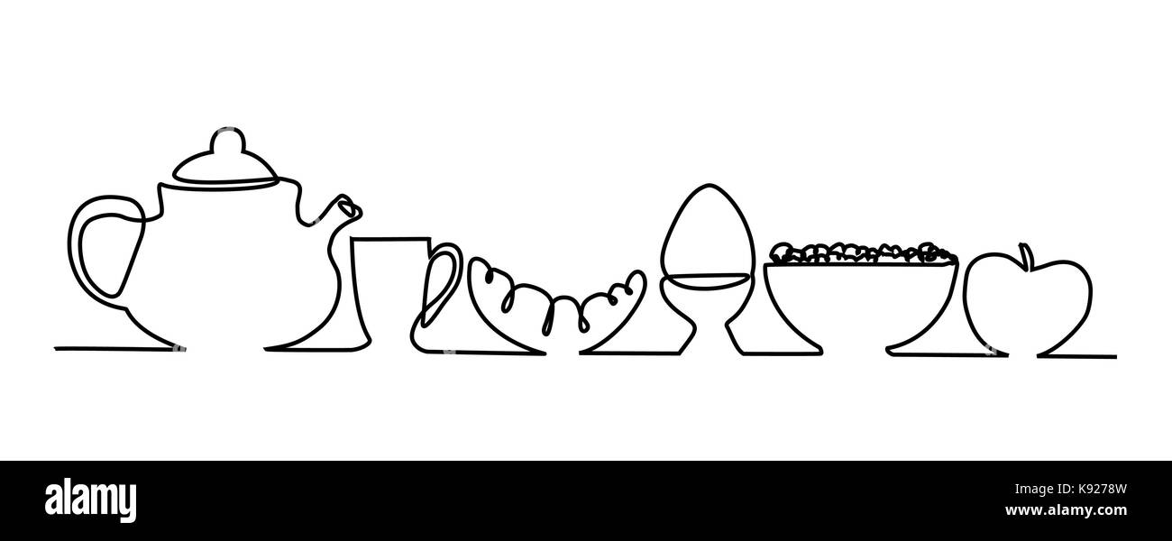 Breakfast one line drawing Stock Vector Image & Art - Alamy