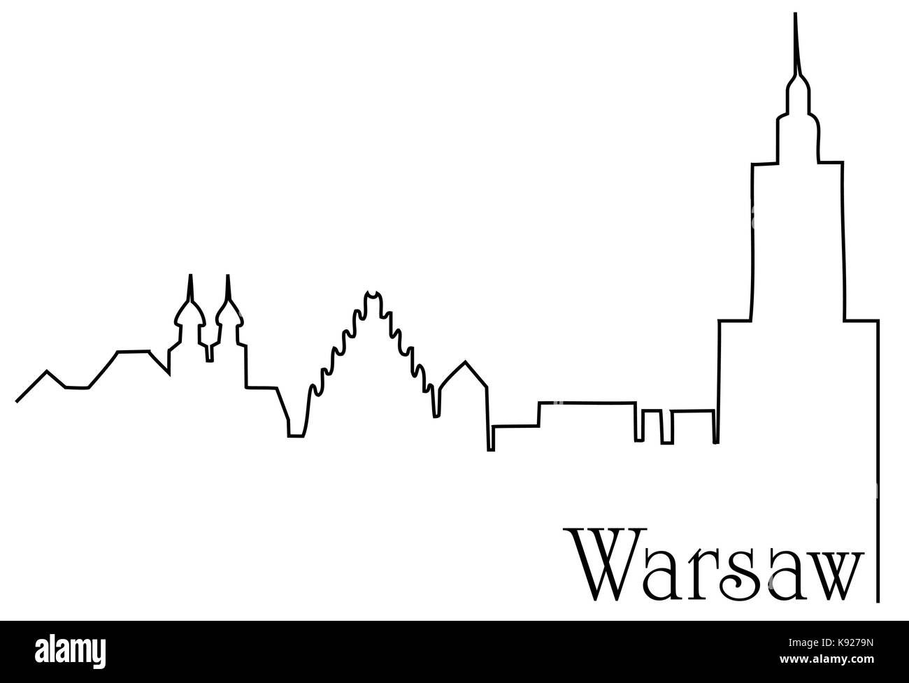 Warsaw city one line drawing Stock Vector Image & Art - Alamy
