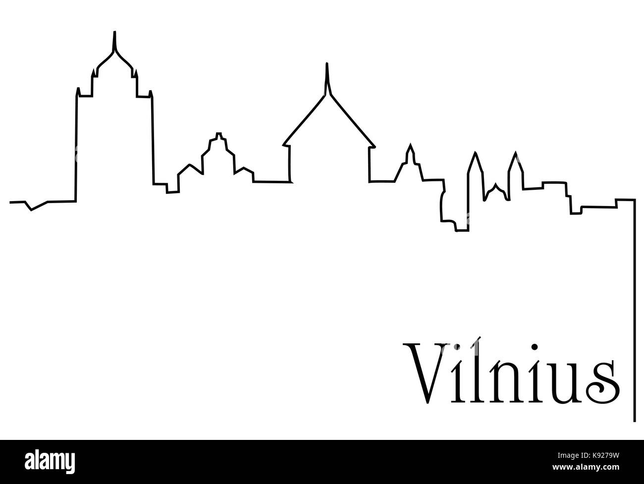 Vilnius city one line drawing Stock Vector Image & Art - Alamy