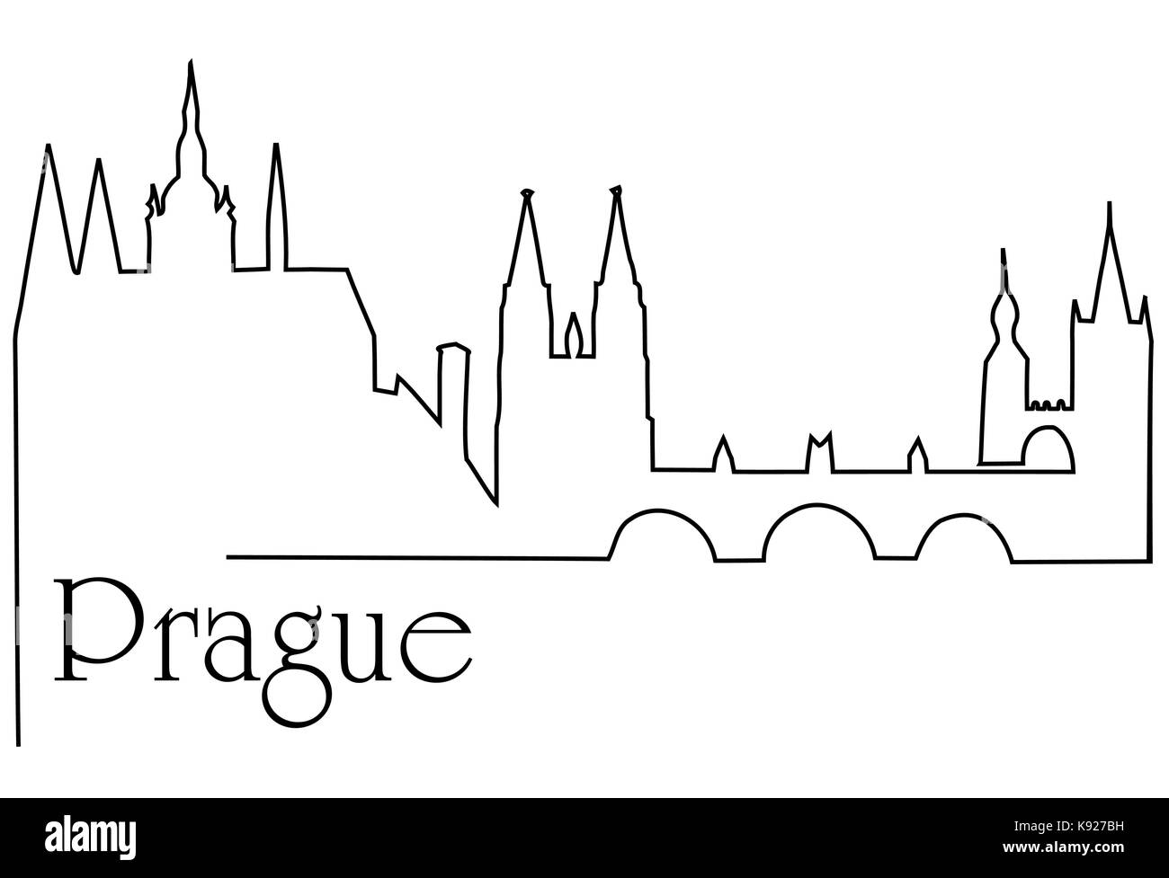 Prague skyline drawing hi-res stock photography and images - Alamy