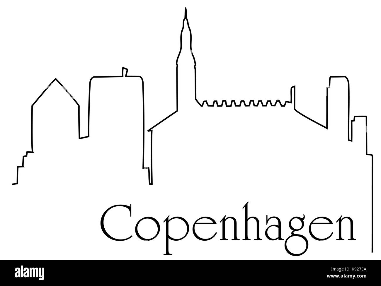Copenhagen city one line drawing Stock Vector Image & Art - Alamy