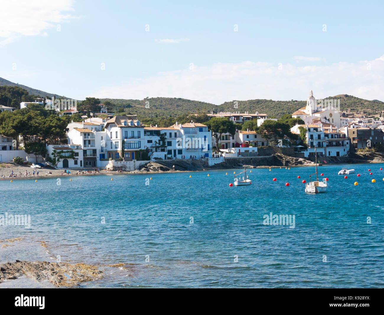 CADAQUES, SPAIN - JUNE 28, 2017: Panoramic view of the Spanish town of ...