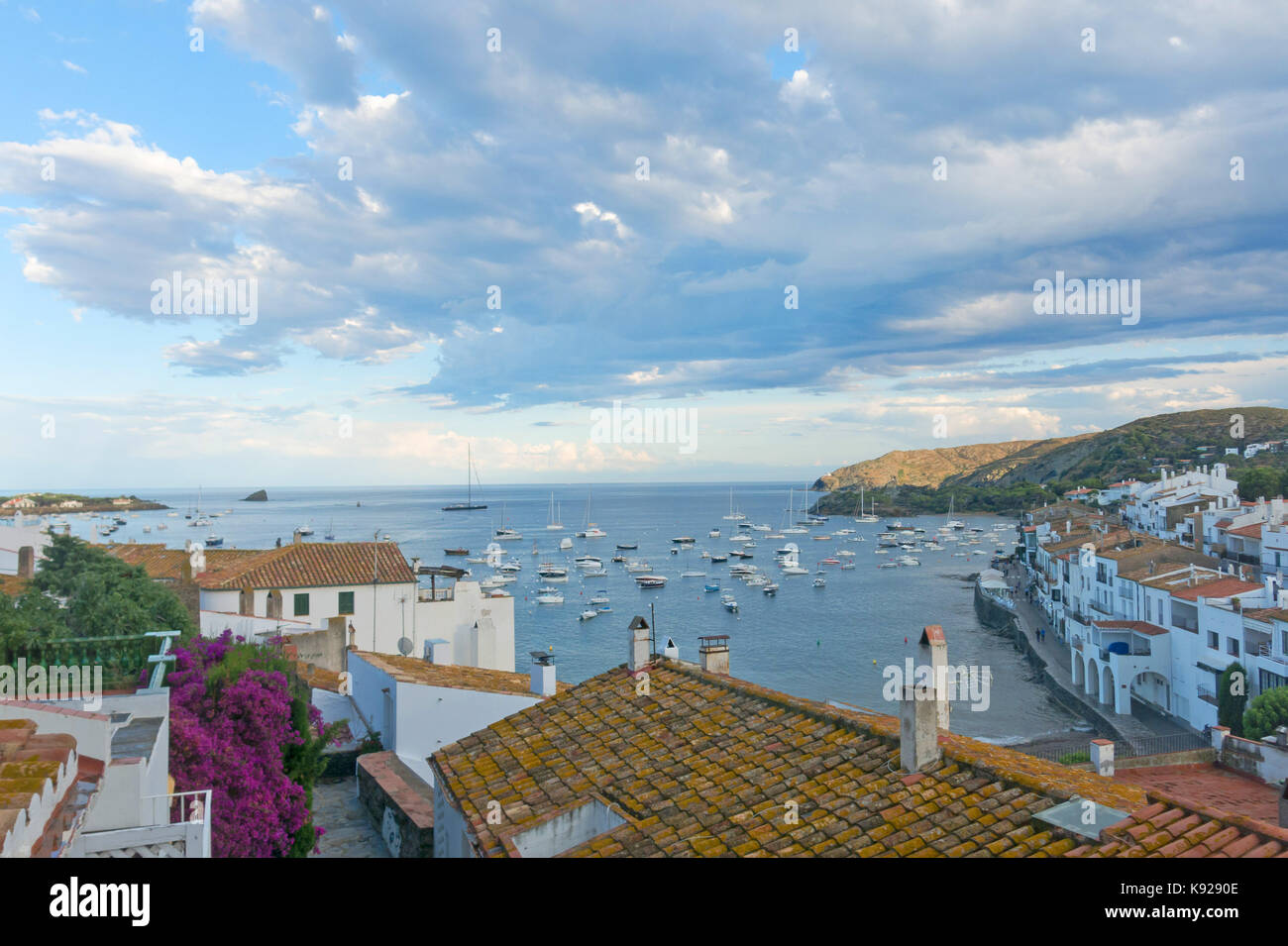 Panoramic view of the Spanish town of Cadaques,the famous small village ...