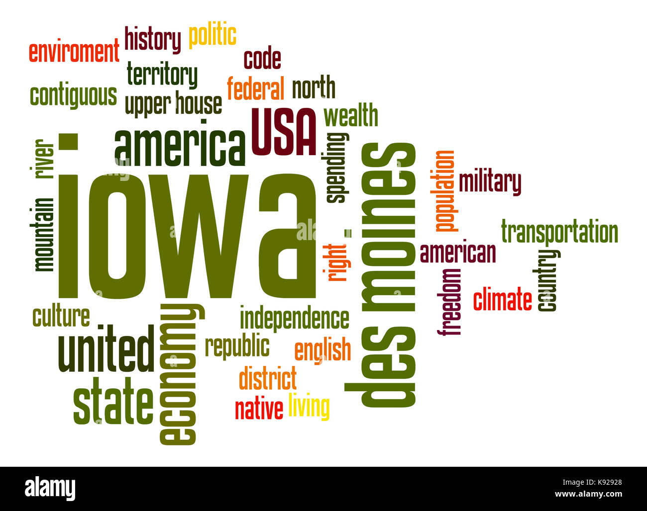 Iowa word cloud Stock Photo - Alamy