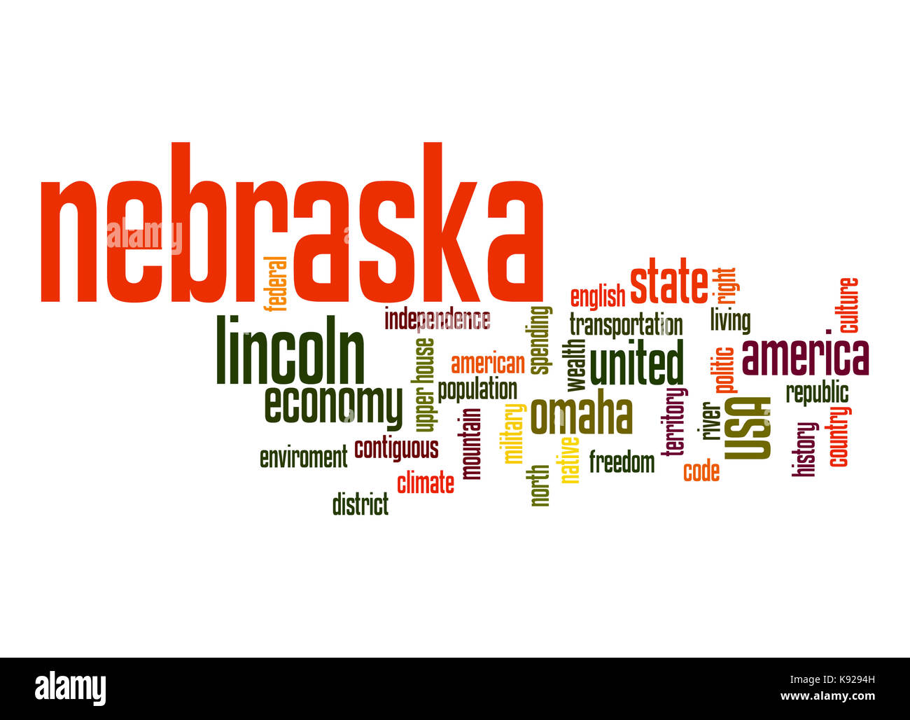 Nebraska word cloud Stock Photo - Alamy