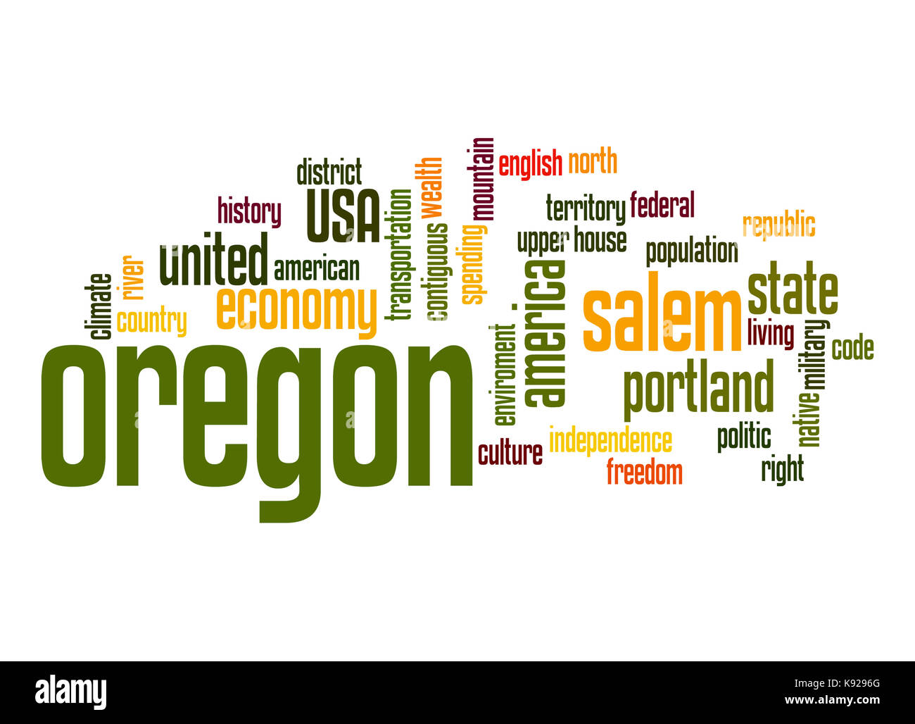 Oregon word cloud Stock Photo - Alamy
