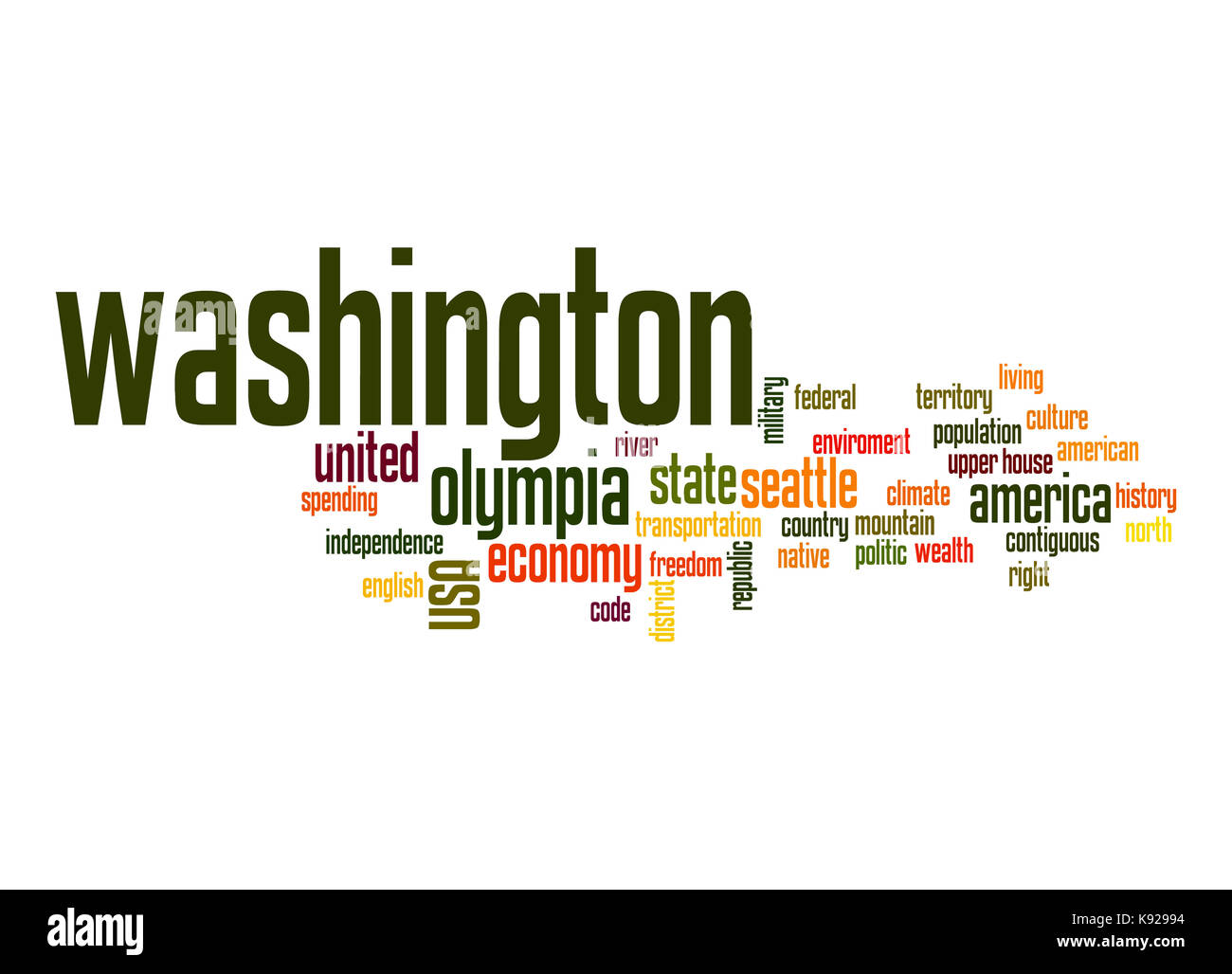 Washington word cloud Stock Photo - Alamy