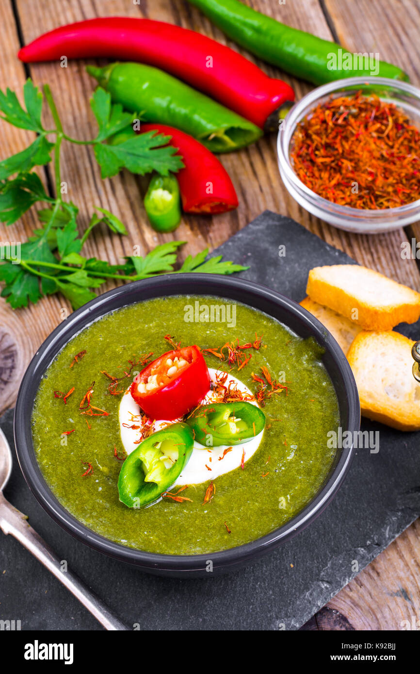 Spicy dishes with chilli of mashed vegetables. Studio Photo Stock Photo ...