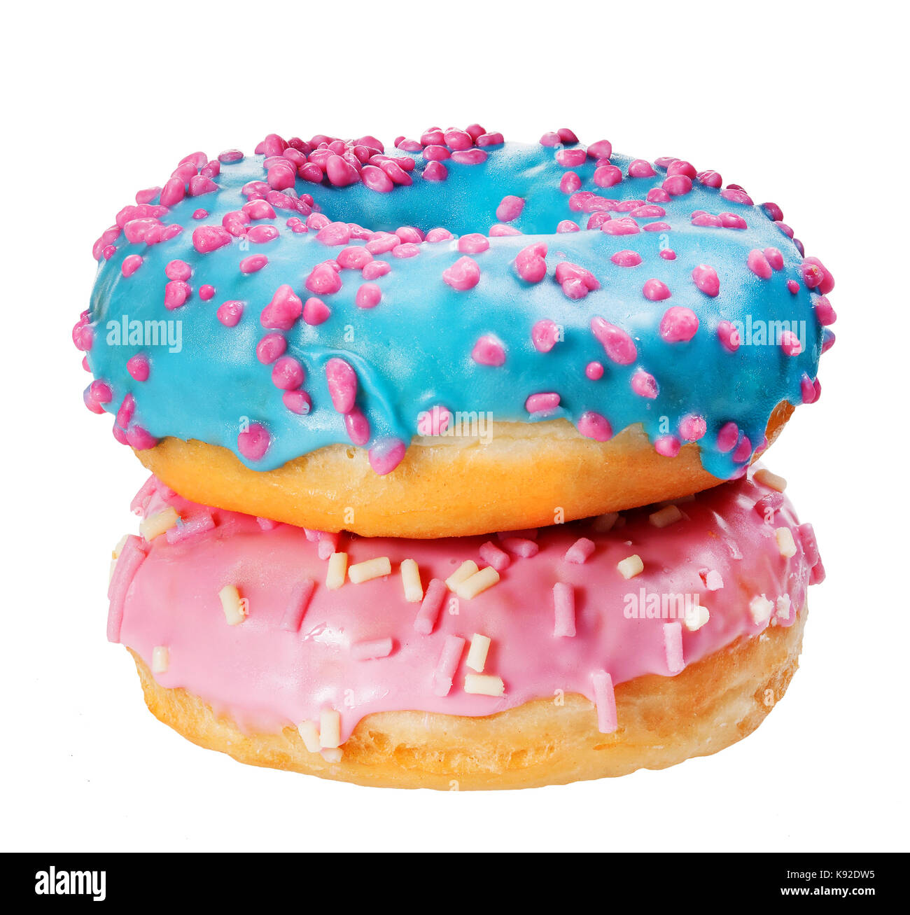 two donut with colorful sprinkles isolated on white background Stock ...