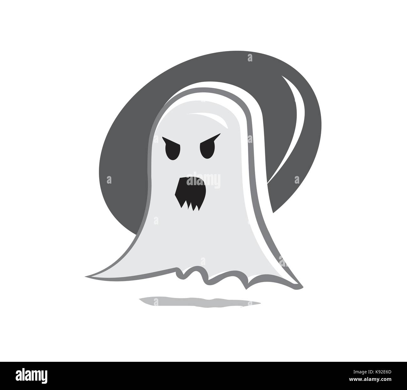 angry ghost illustration, symbol design, isolated on white background ...