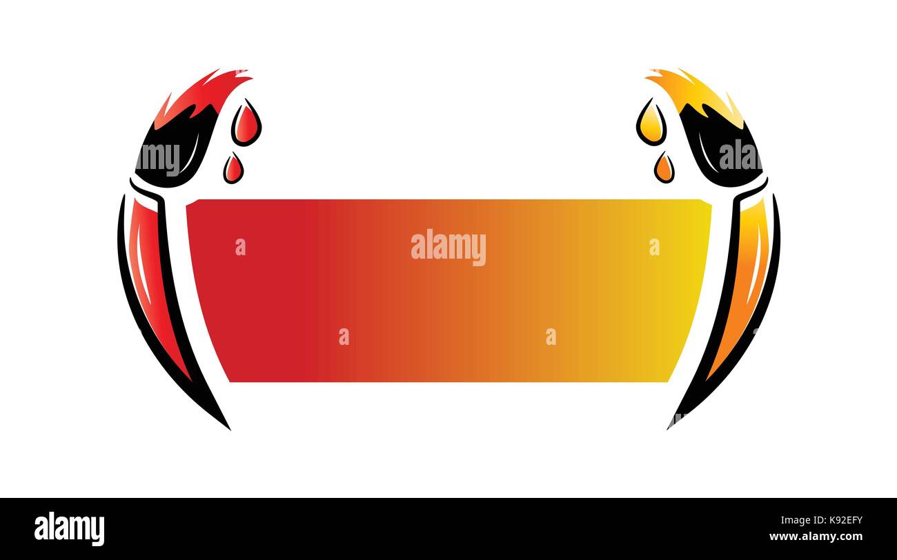 paint brushes with banner, paint banner illustration, symbol design ...