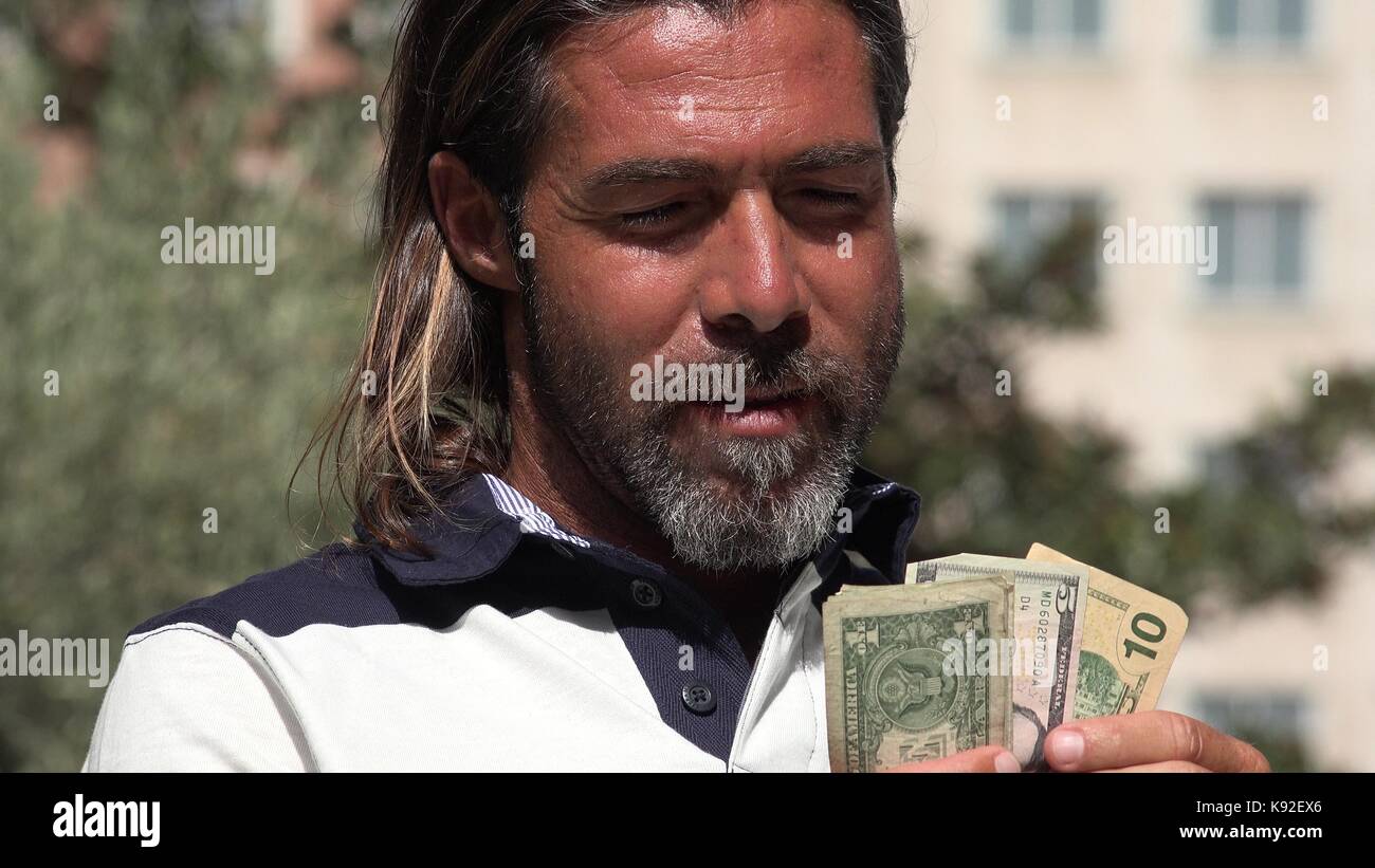 Handsome Male Counting Money Stock Photo - Alamy