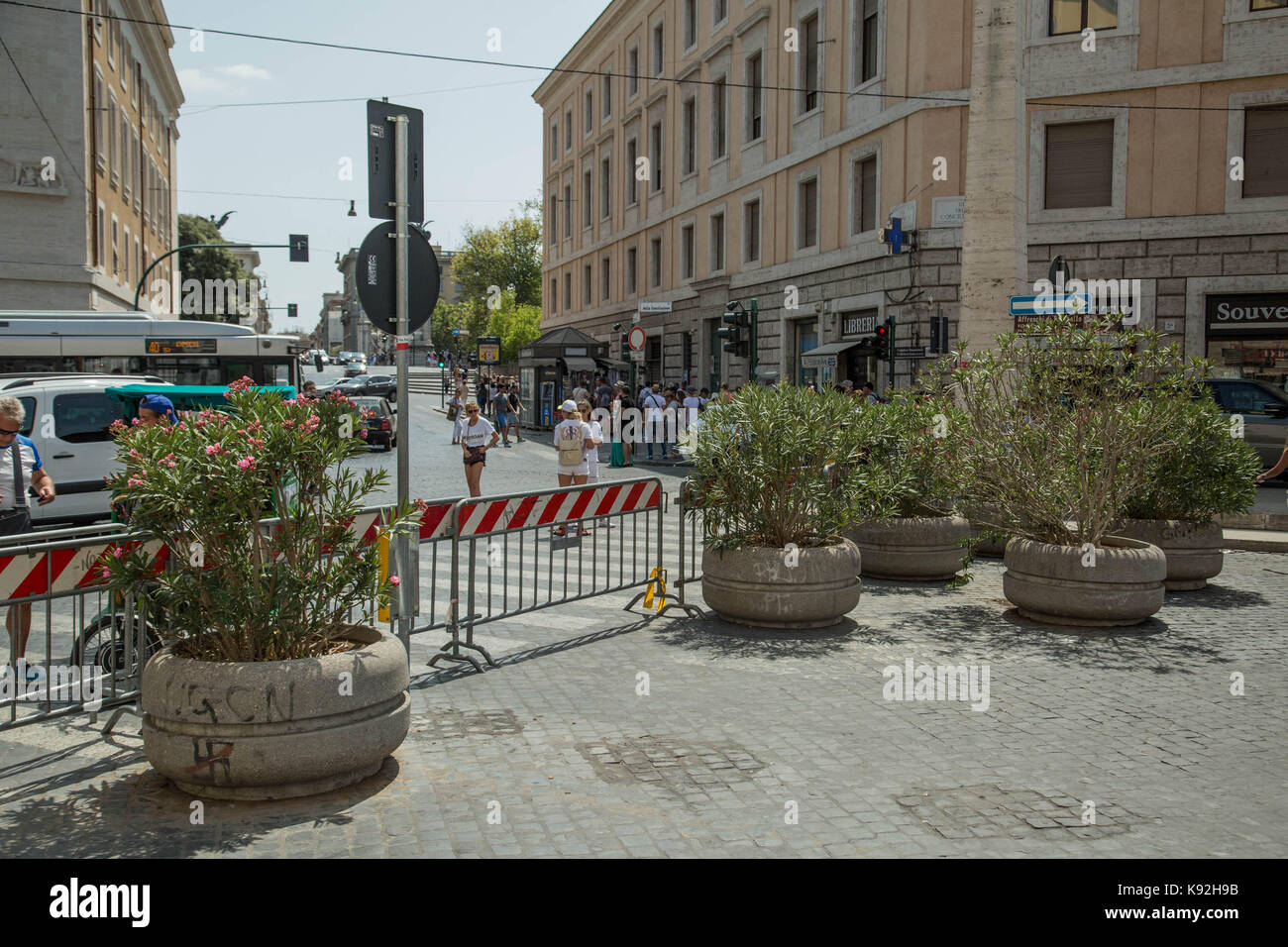Increased security checks around St. Peter's Basilica in Rome, Italy ...