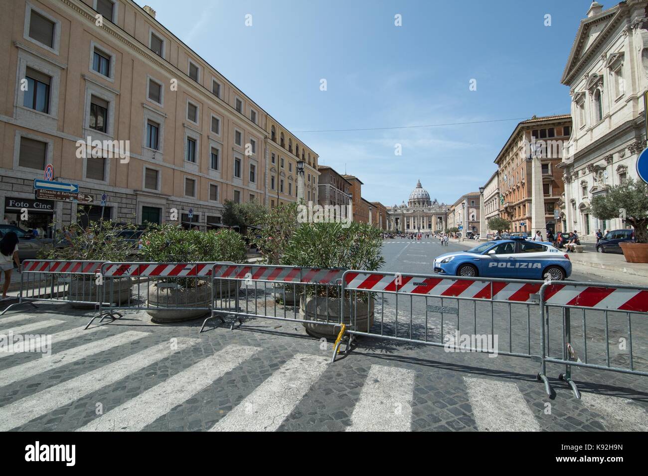 Increased security checks around St. Peter's Basilica in Rome, Italy ...