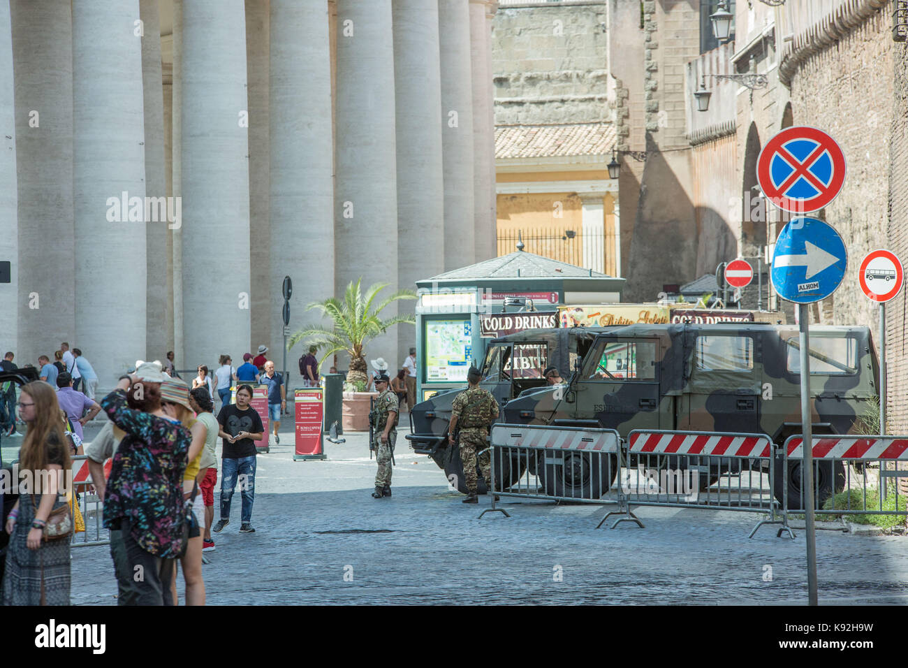 Increased security checks around St. Peter's Basilica in Rome, Italy ...