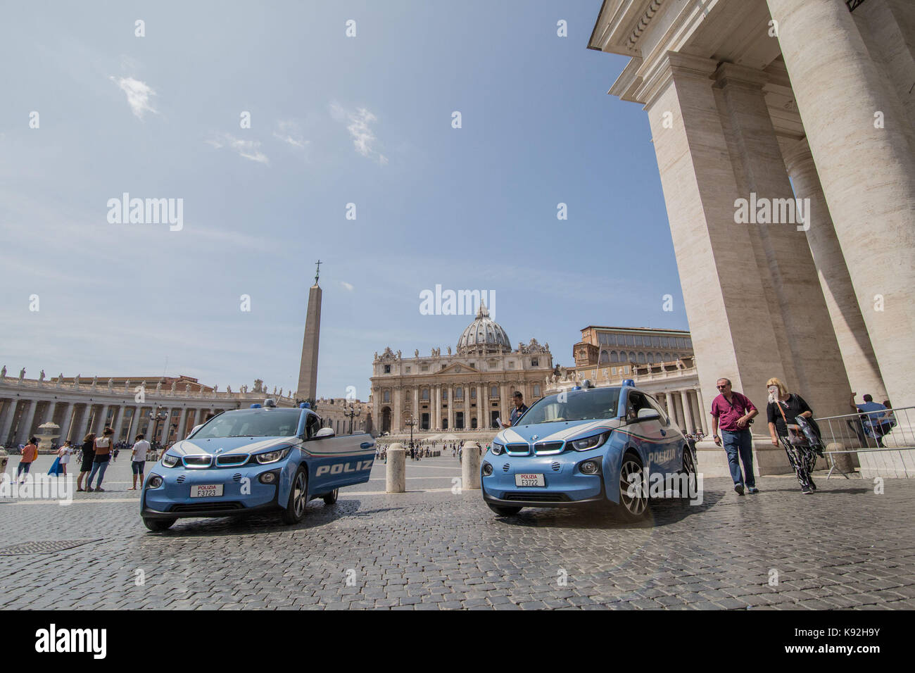 Increased security checks around St. Peter's Basilica in Rome, Italy ...
